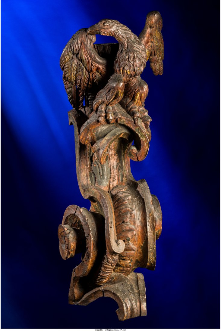 An American or English Carved Wood Ship's Figurehead:
