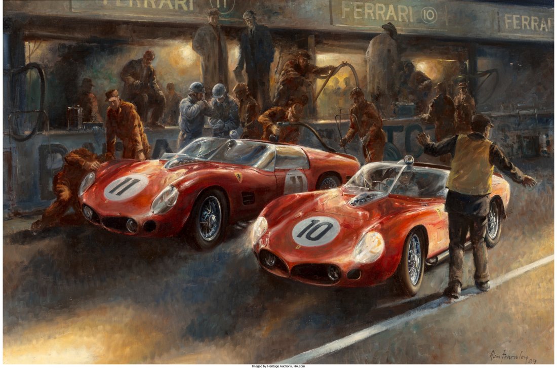 Alan Fearnley (British, b. 1942) Ferrari Duel, Le Mans