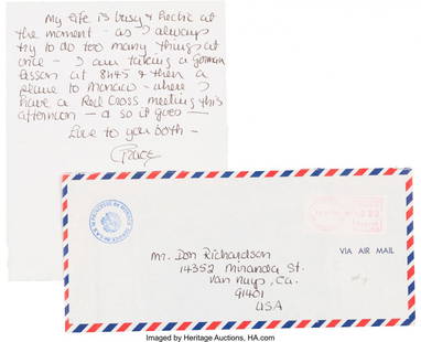 A Grace Kelly Collection Of Handwritten Letters,