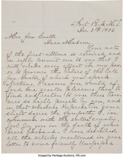 Elizabeth Custer: An Important Letter Written To
