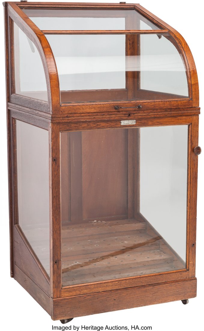 61771: An American Oak and Glazed Walking Stick Display