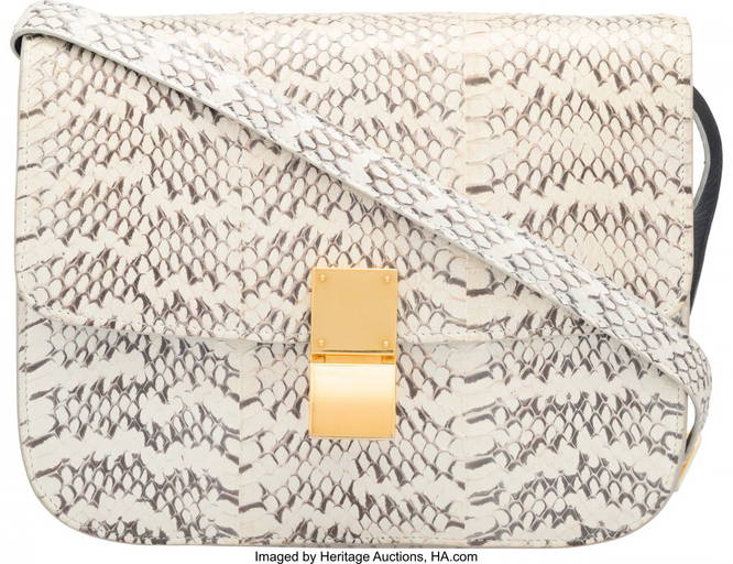 Celine White Python Box Bag With Gold Hardware C