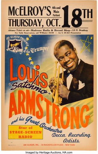 Louis Armstrong Mcelroy's Concert Poster (joe Gl