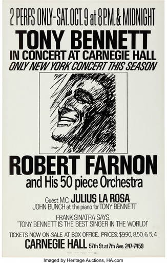 Tony Bennett Carnegie Hall Concert Poster (1971)