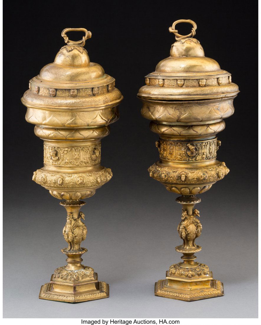 74032: A Pair of Elkington & Co. Gilt Copper Covered St