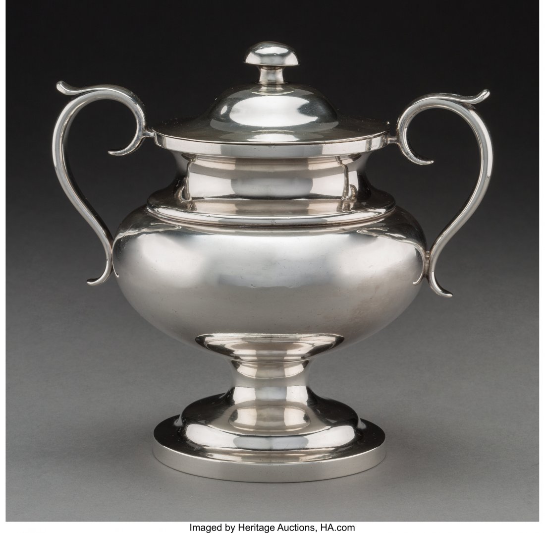 74097: A Newell Harding Federal Coin Silver Sugar Urn,