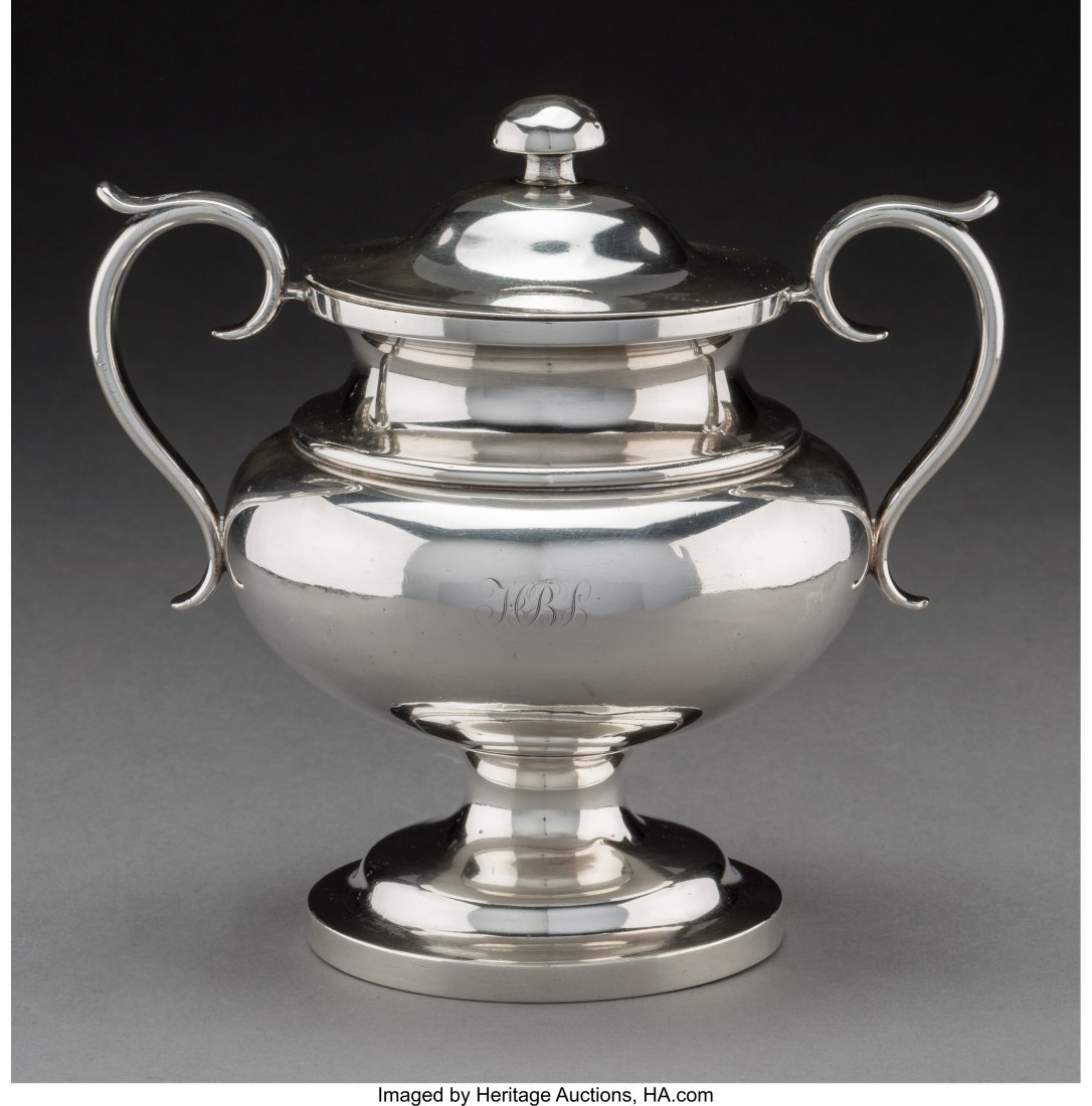 74097: A Newell Harding Federal Coin Silver Sugar Urn,