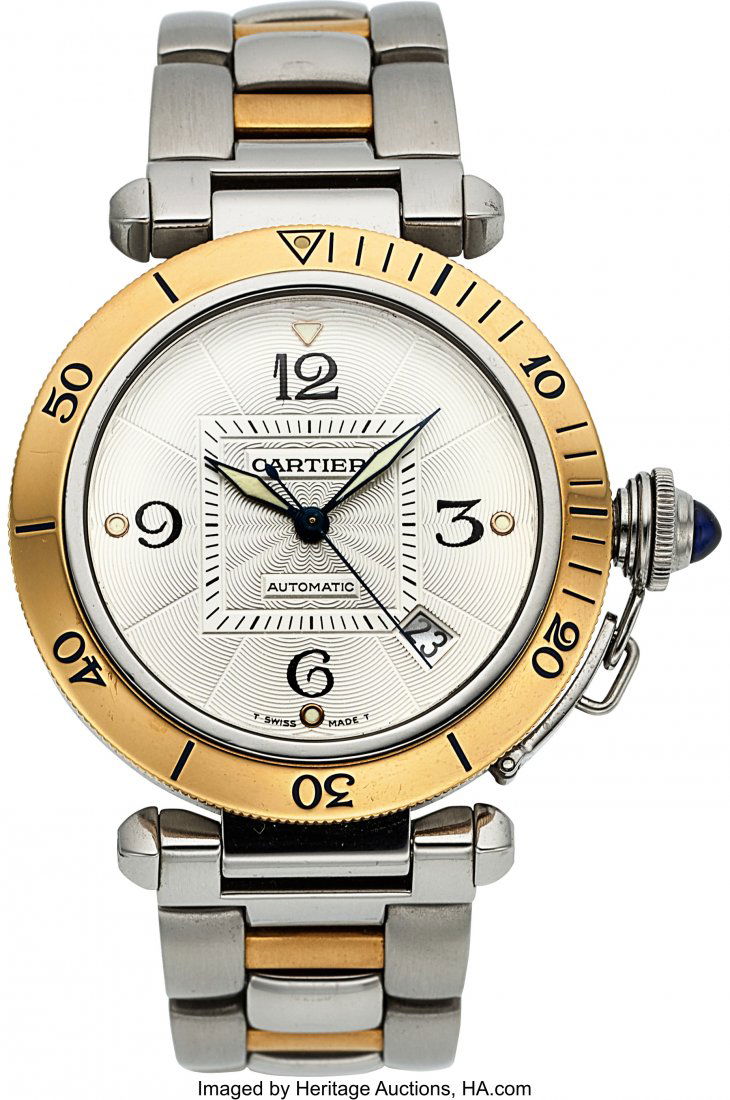 54128: Cartier Pasha Ref: 2378, Steel and Gold Automat