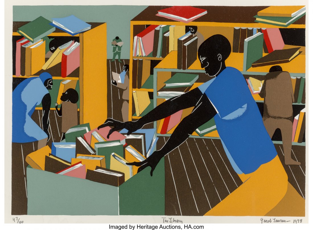 61677: Jacob Lawrence (American, 1917-2000) The Library