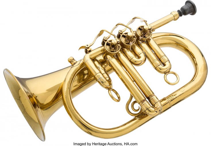 Civil War Style Rotary Valve Cornet And Wooden C