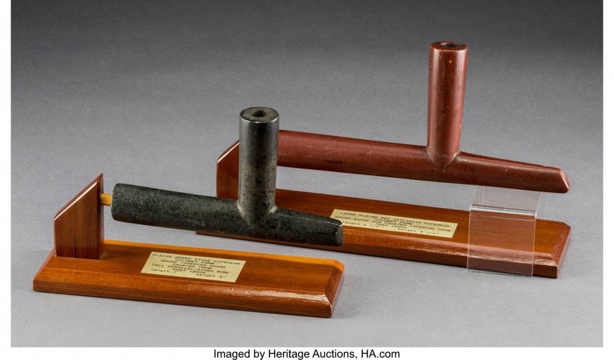 Two Plains Pipe Bowls C. 1900 Steatite, Catlin