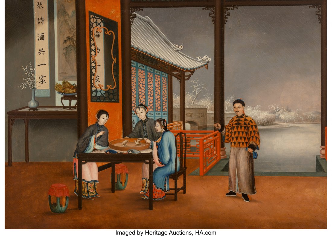 78251: Two Chinese Export Paintings Depicting Domestic