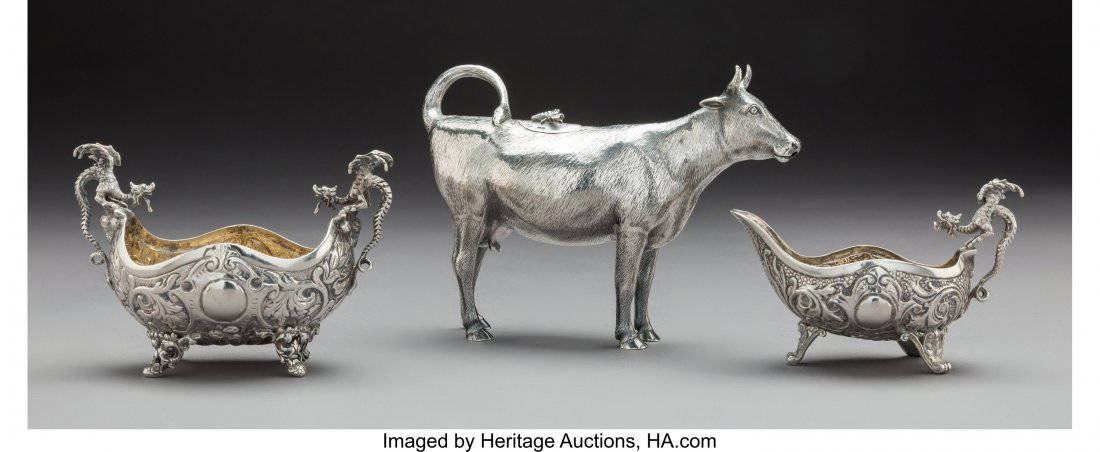 A George Fox Silver Cow Form Creamer With Fratel