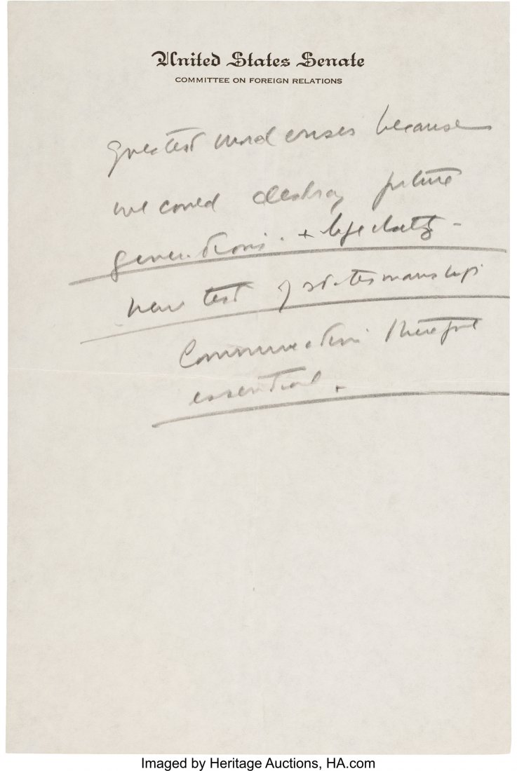 47127: John F. Kennedy Handwritten Notes as Senator on