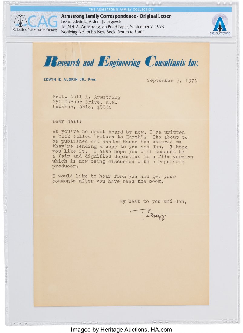 52759: Edwin E. "Buzz" Aldrin Typed Letter Signed to Ne