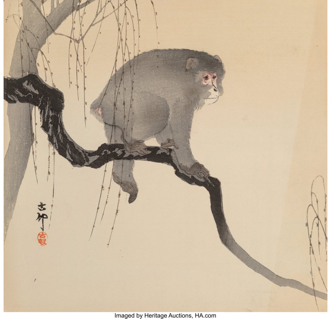 61784: A Japanese Woodblock Depicting Monkey on Branch