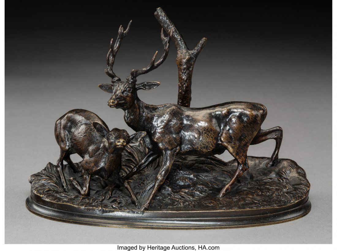 61733: After Pierre Jules Mene (French) Stag with Doe B