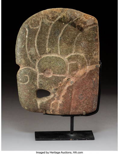 A Large Maya Hacha C. 600 800 Ad Mottled Gree