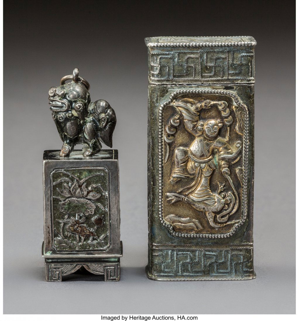 Two Chinese Silver And Enamel Opium Boxes, Qing