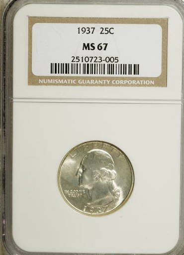 1937 25c Ms67 Ngc. Ngc Census: (55/0). Pcgs Popul