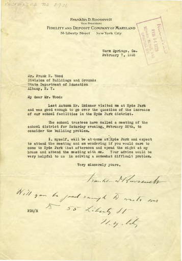 Fdr 1928 Tls W/ Handwritten Postscript