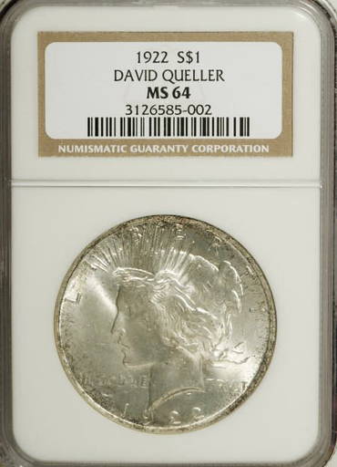 1922 $1 Ms64 Ngc. Ex: David Queller Collection. N