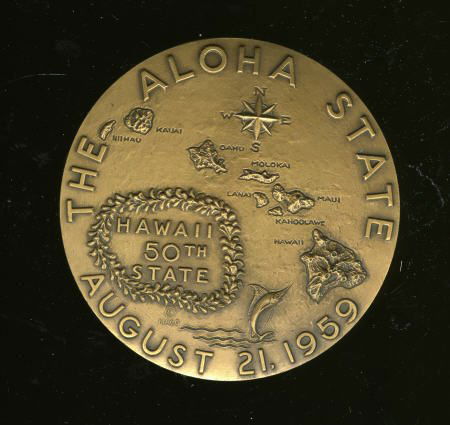 28751: 1959 Official Hawaii Statehood Medal.