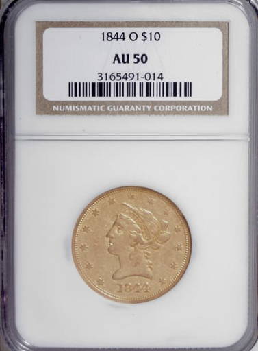 1844 O $10 Au50 Ngc.