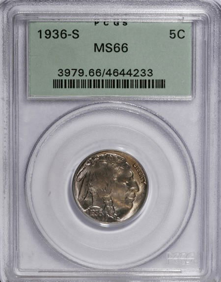1936 S 5c Ms66 Pcgs. Pcgs Population (564/58). Ng