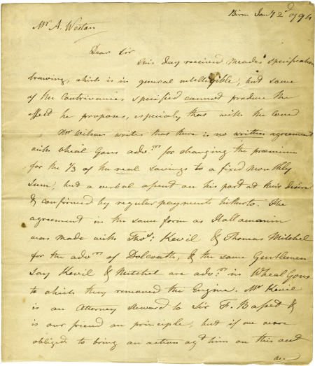 35255: James Watt Autograph Letter Signed.