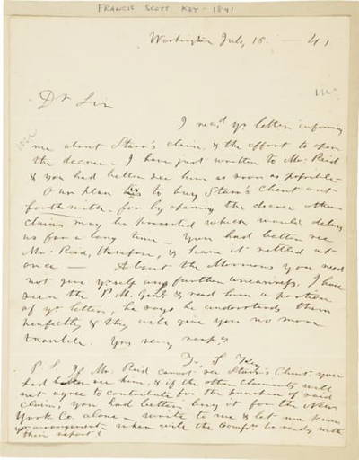 Francis Scott Key Autograph Letter Signed.