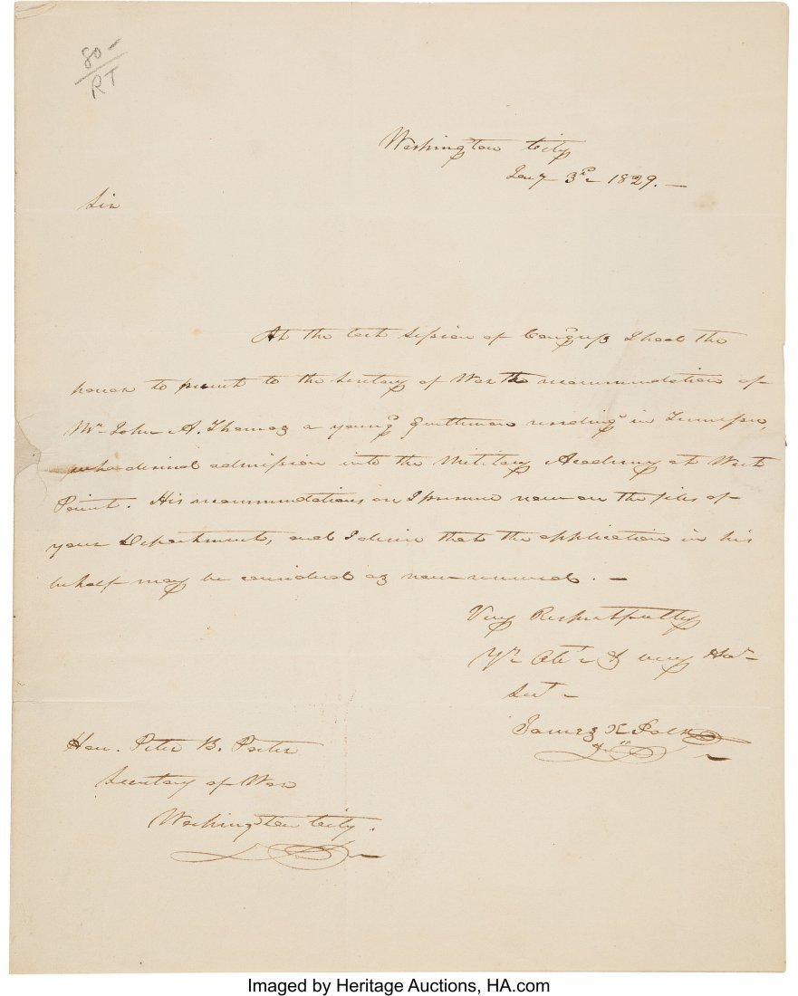 James K. Polk Autograph Letter Signed "james K.