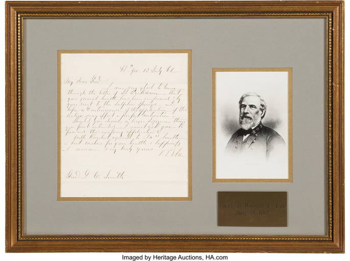 Robert E. Lee Autograph Letter Signed "re Lee."