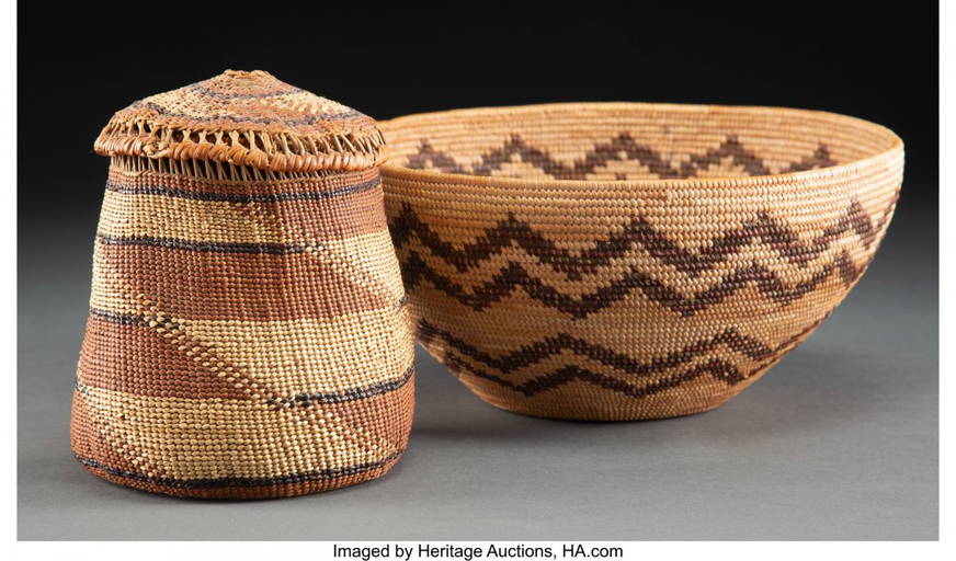 Two California Basketry Items C. 1910 And 1940