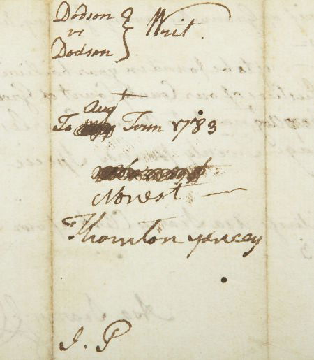 35045: John Penn Autograph Docket Signed "J. P." on ver