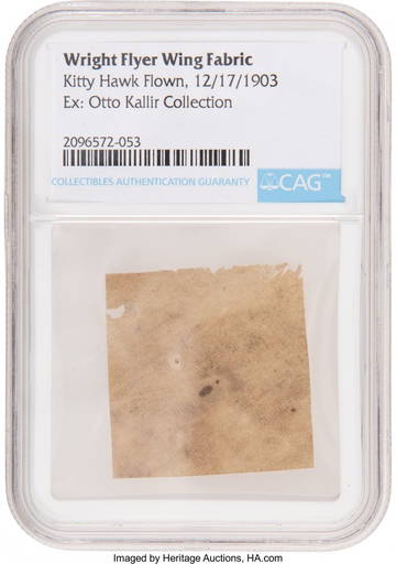 Wright Flyer Wing Fabric Segment Flown As Part O