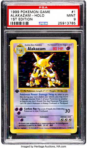 Pokémon Alakazam #1 First Edition Base Se