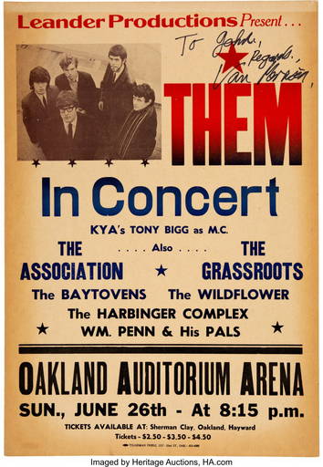 Them 1966 Boxing Style Concert Poster Signed By