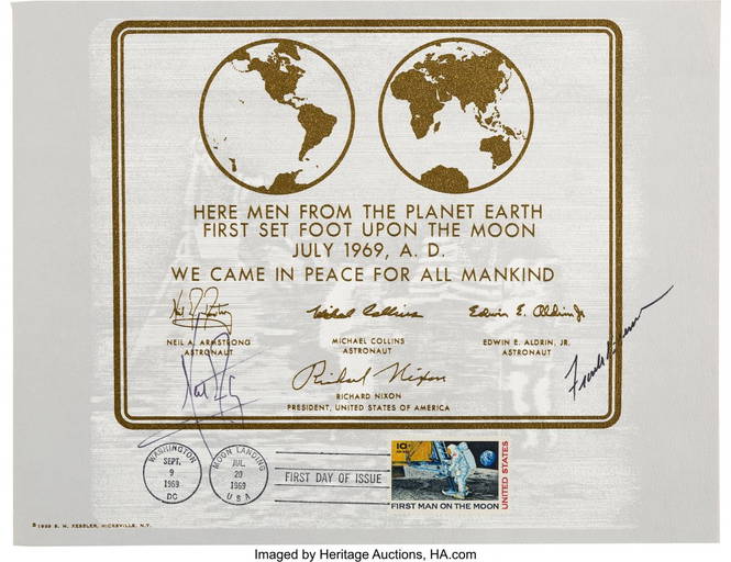 47357: Neil Armstrong and Frank Borman Signed First Day - May 19, 2021 ...
