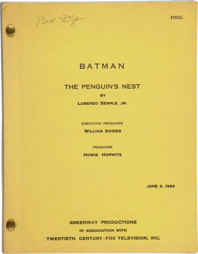 Batman "The Penguin's Nest" Script. - Apr 10, 2010 | Heritage Auctions ...