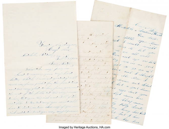 47071: Group Of Three Letters By William L. Lowell, 1st