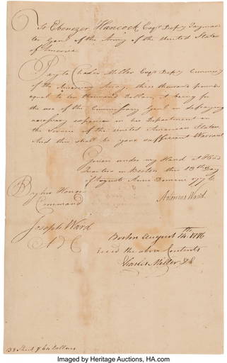 60108: Artemas Ward Pay Warrant Signed ("artemas Ward")