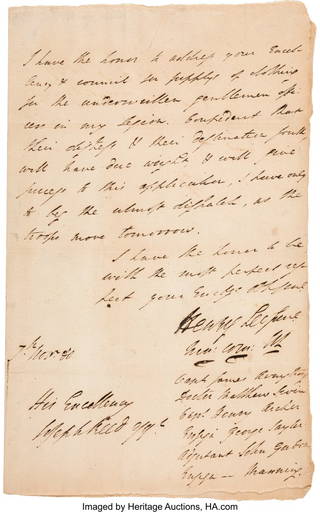 60117: Henry "light Horse Harry" Lee Autograph Letter S