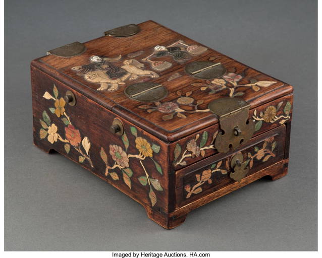 27298: A Chinese Inlaid Huanghuali Jewelry Box with Mir - Jul 14, 2022 ...