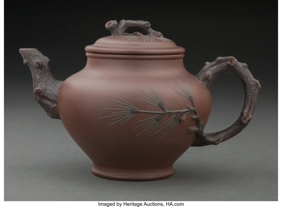 78161: A Chinese Yixing Pottery Teapot Marks: three-cha - Sep 20, 2022 ...