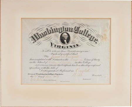 35083: Robert E. Lee Washington College Diploma Signed - Sep 13, 2011 ...