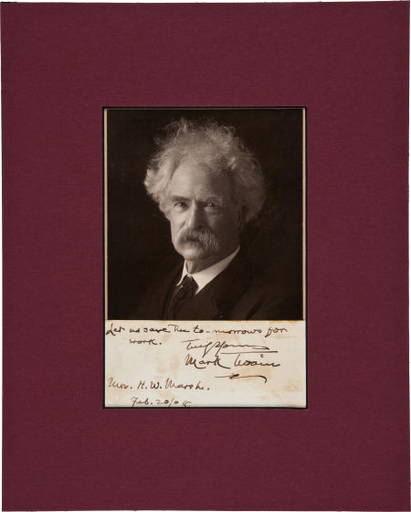 Mark Twain Autograph Quotation Signed With Photo