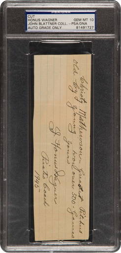 1945 Honus Wagner Handwritten Signed Note Re: Ma