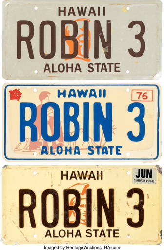 89180: Prop License Plates (3) from Magnum P.I. (Univer (#89180) on Dec ...