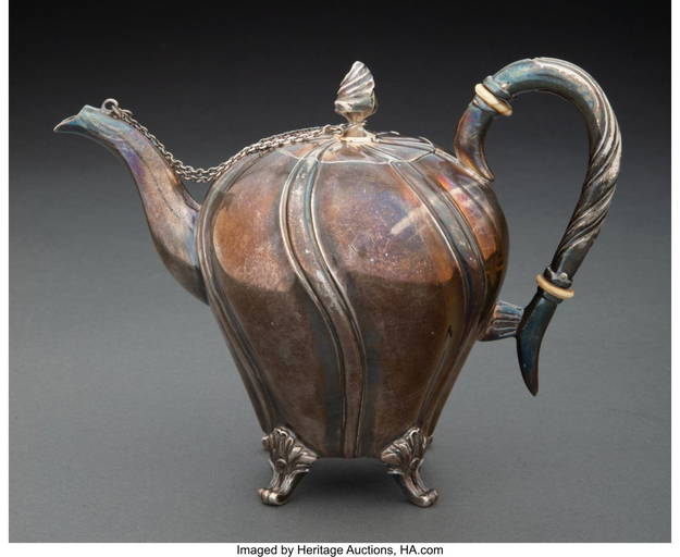 27131: A Continental Silver Teapot Marks: JF, (effaced) (#27131) on Jan ...
